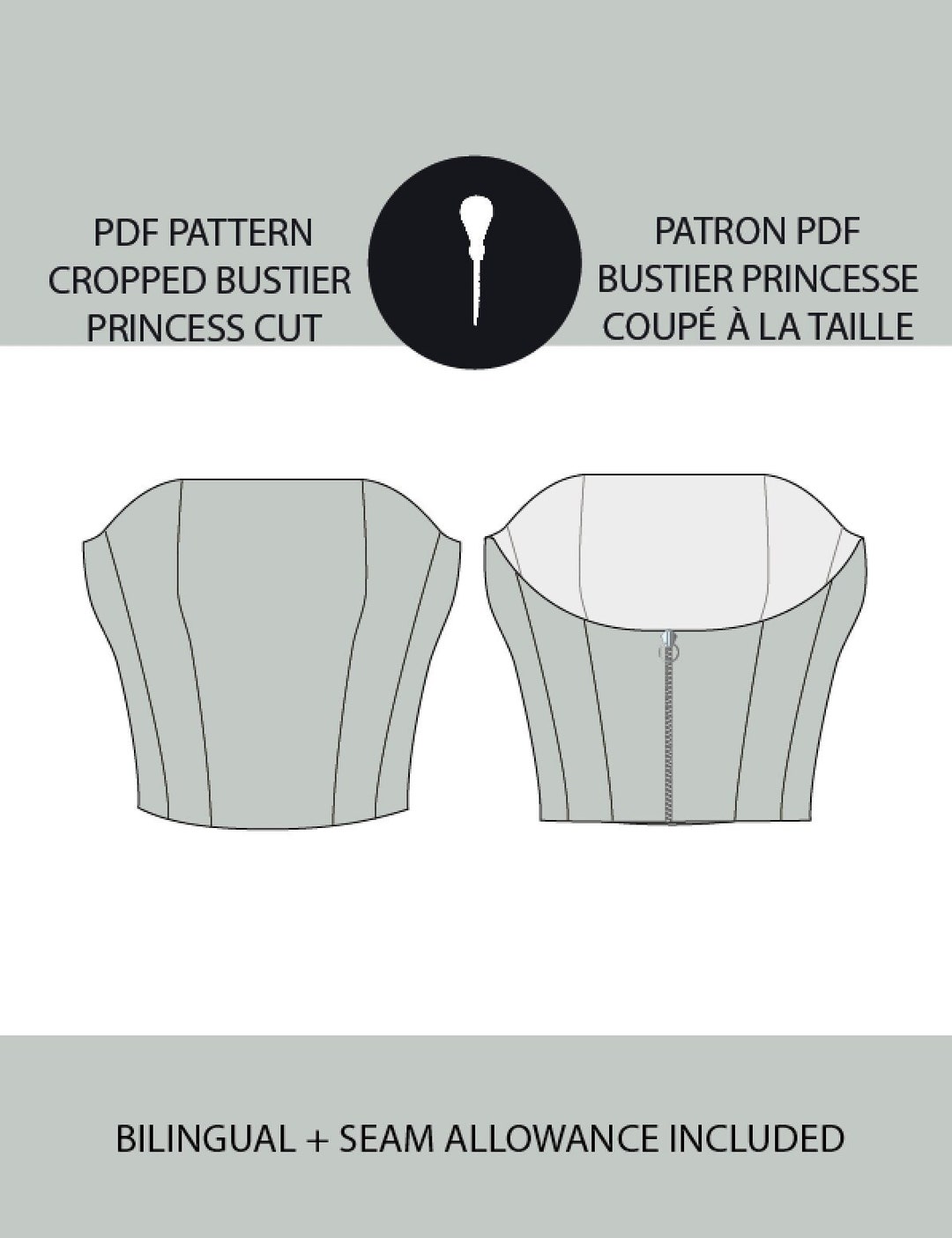 Patron bustier coupe princesse coupé à la taille PDF. - Etsy France