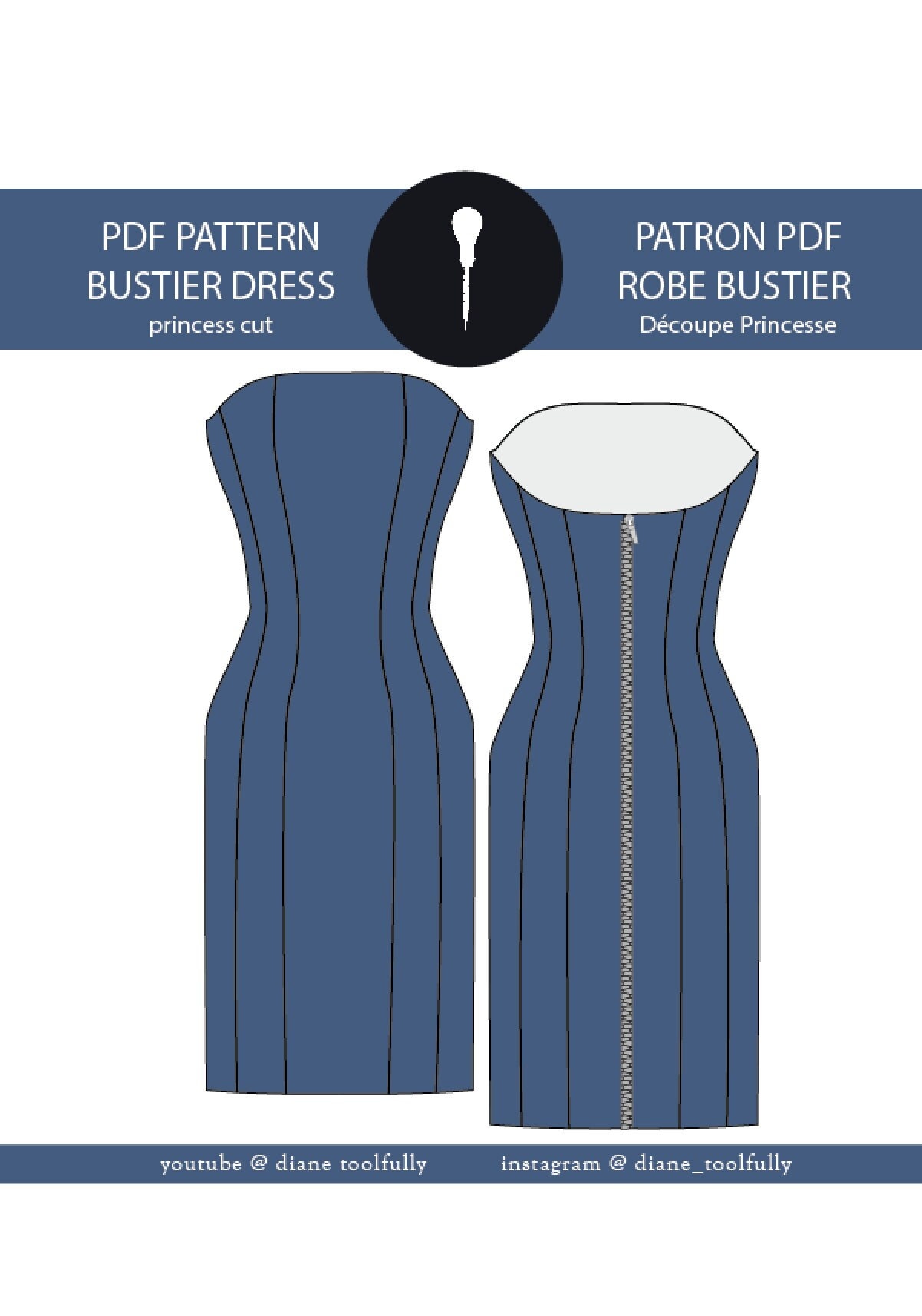 Robe Bustier Découpe Princesse Patron PDF. - Etsy