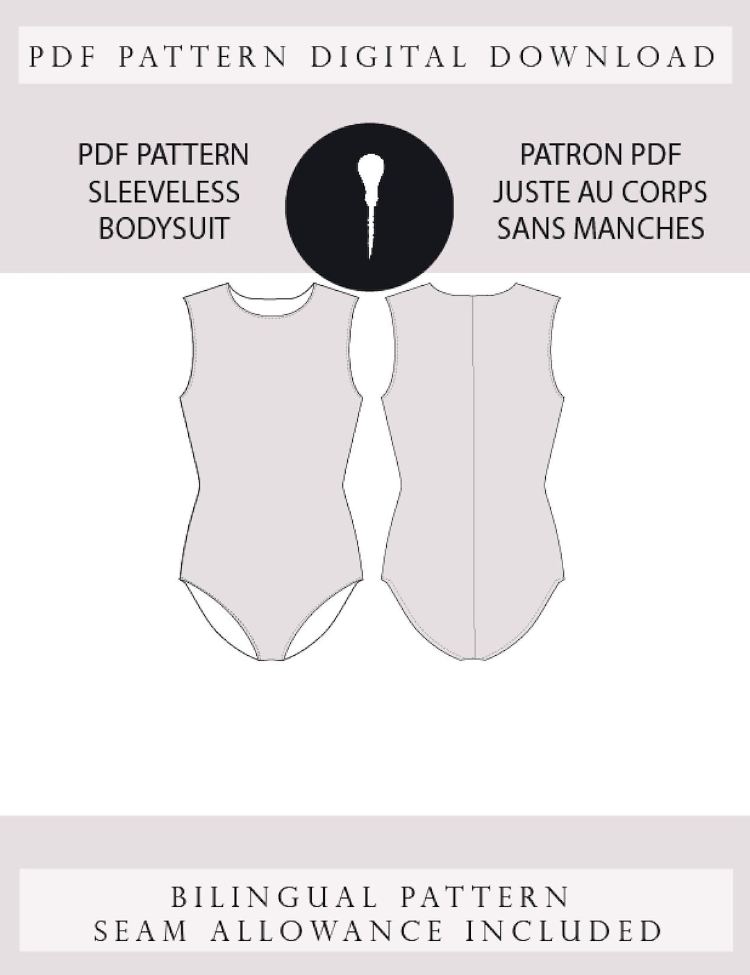Sleeveless Bodysuit PDF Pattern. - Etsy