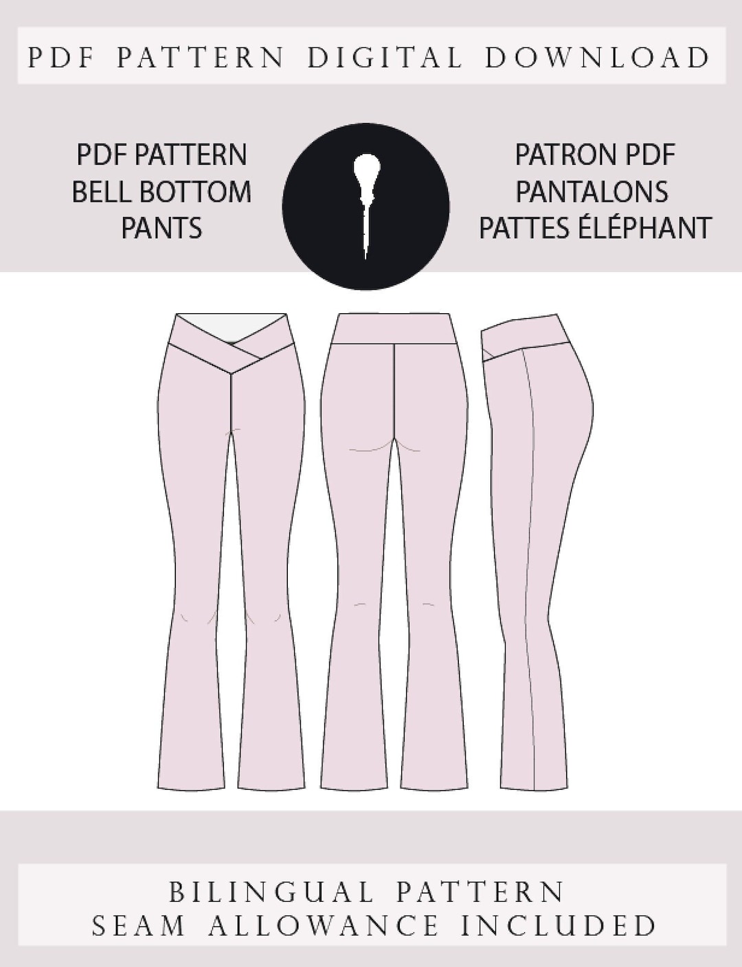 Elephant Leg Pants Pattern PDF Bell Bottom Pants Pattern. - Etsy
