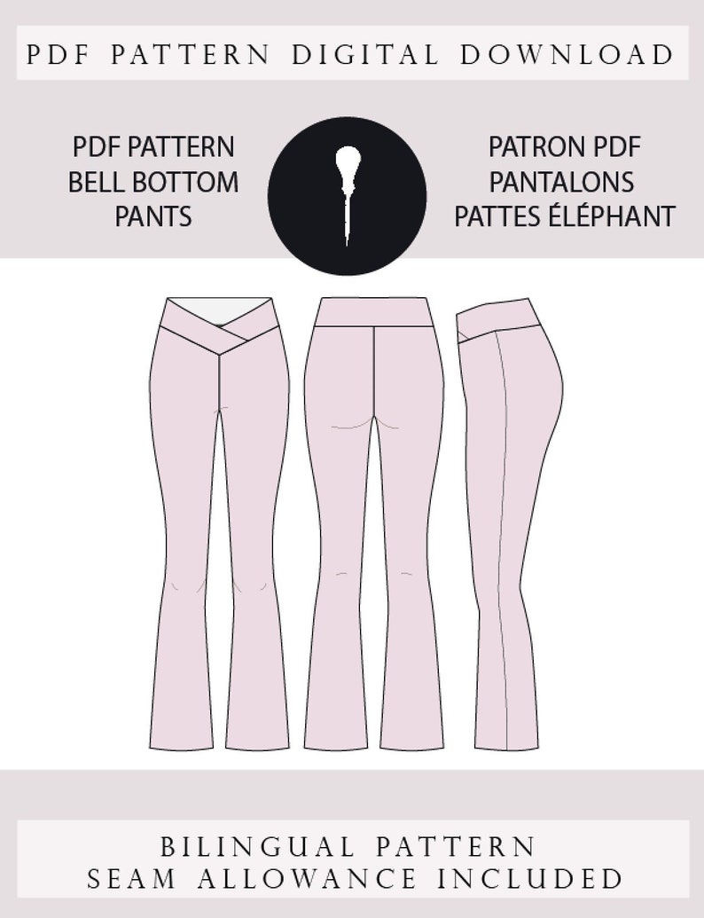 Elephant Leg Pants Pattern PDF Bell Bottom Pants Pattern. - Etsy
