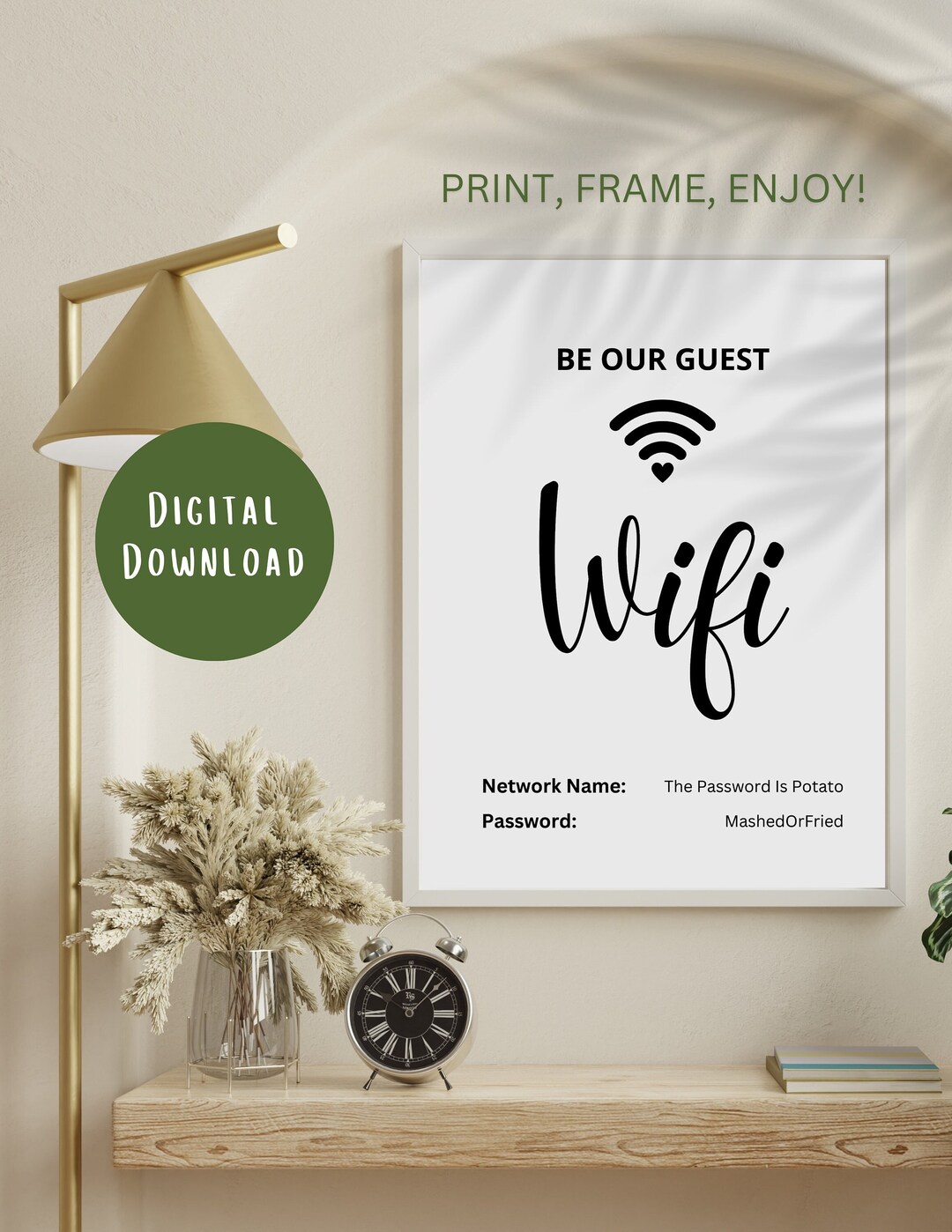 EDITABLE Wifi Printable. Digital Download. Wifi Be Our Guest. PDF ...