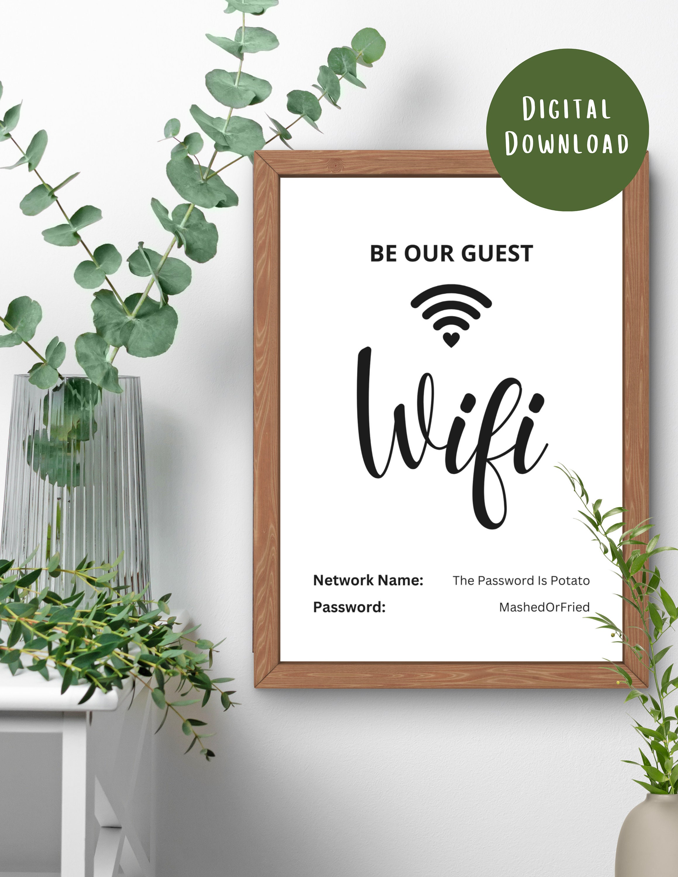 EDITABLE Wifi Printable. Digital Download. Wifi Be Our Guest. PDF ...