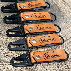 Custom Engraved Leather Keychain With Spring Loaded Closure and Key Ring Custom Logo Customized ...