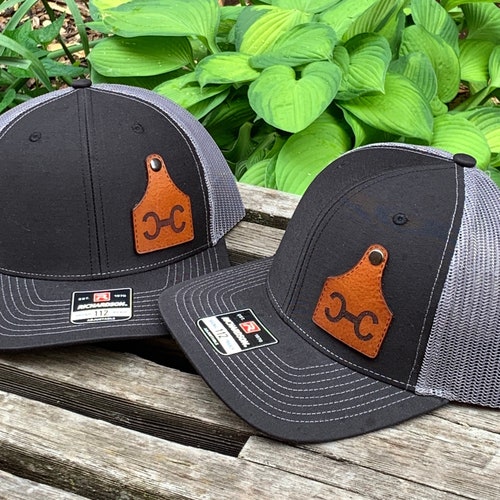 Your Custom Brand Leather Ear Tag Trucker Hat Personalized - Etsy