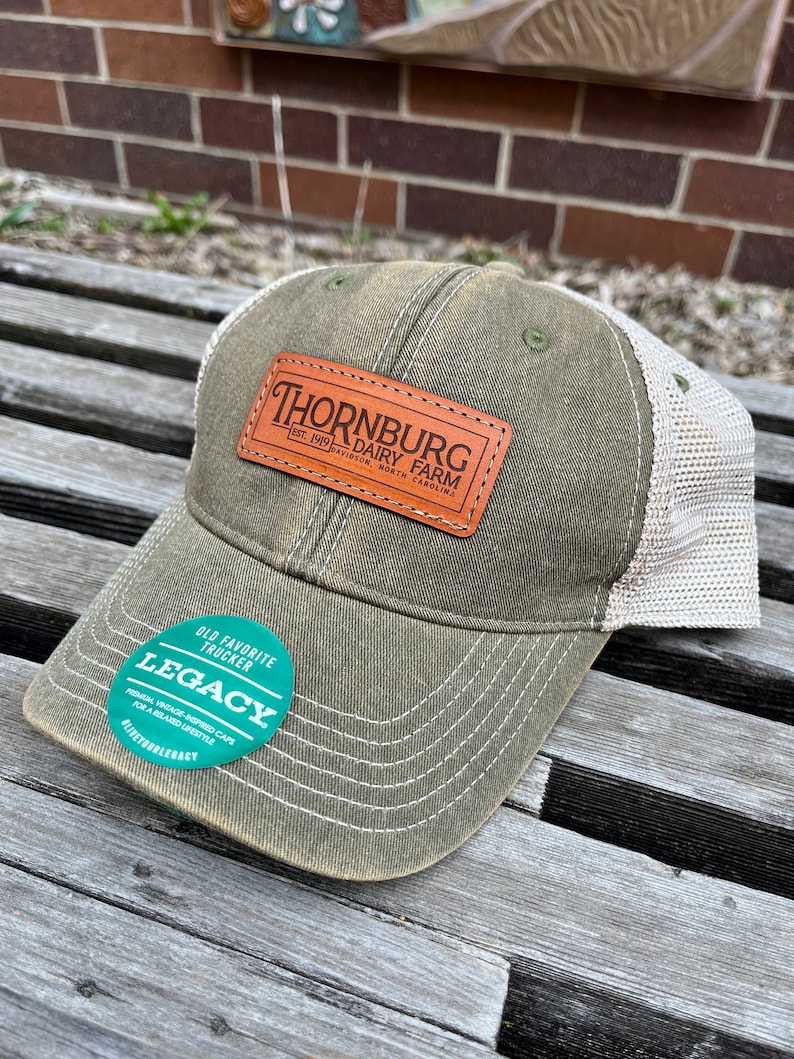 Customer Supplied Logo Custom Legacy Hats OFA Laser Engraved Leather ...