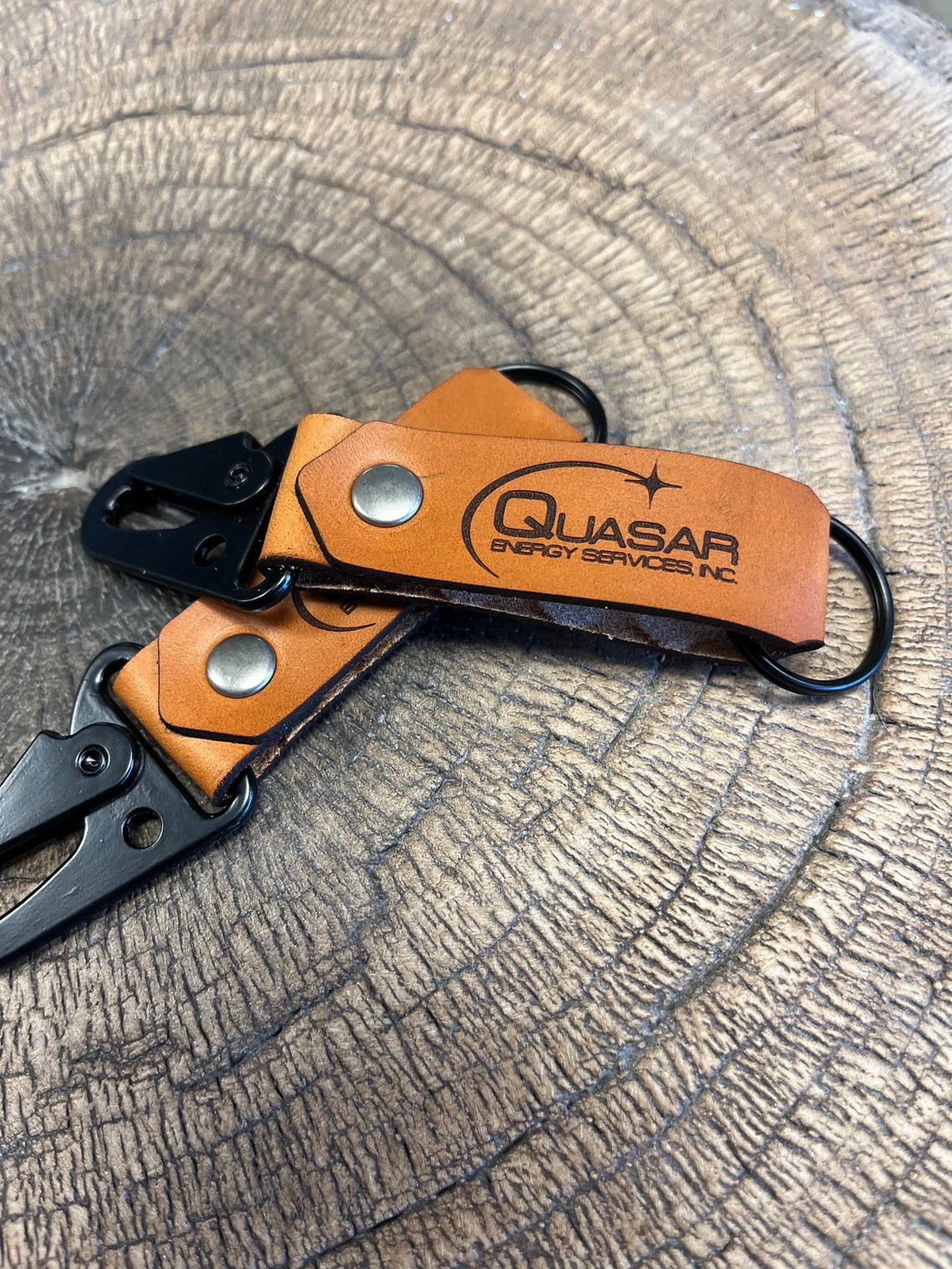 Custom Engraved Leather Keychain With Spring Loaded Closure - Etsy