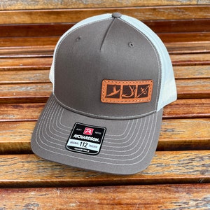 Richardson 112FP Laser Engraved Leather Patch Hat-pheasant Antler Duck Hunting Patch Hand ...