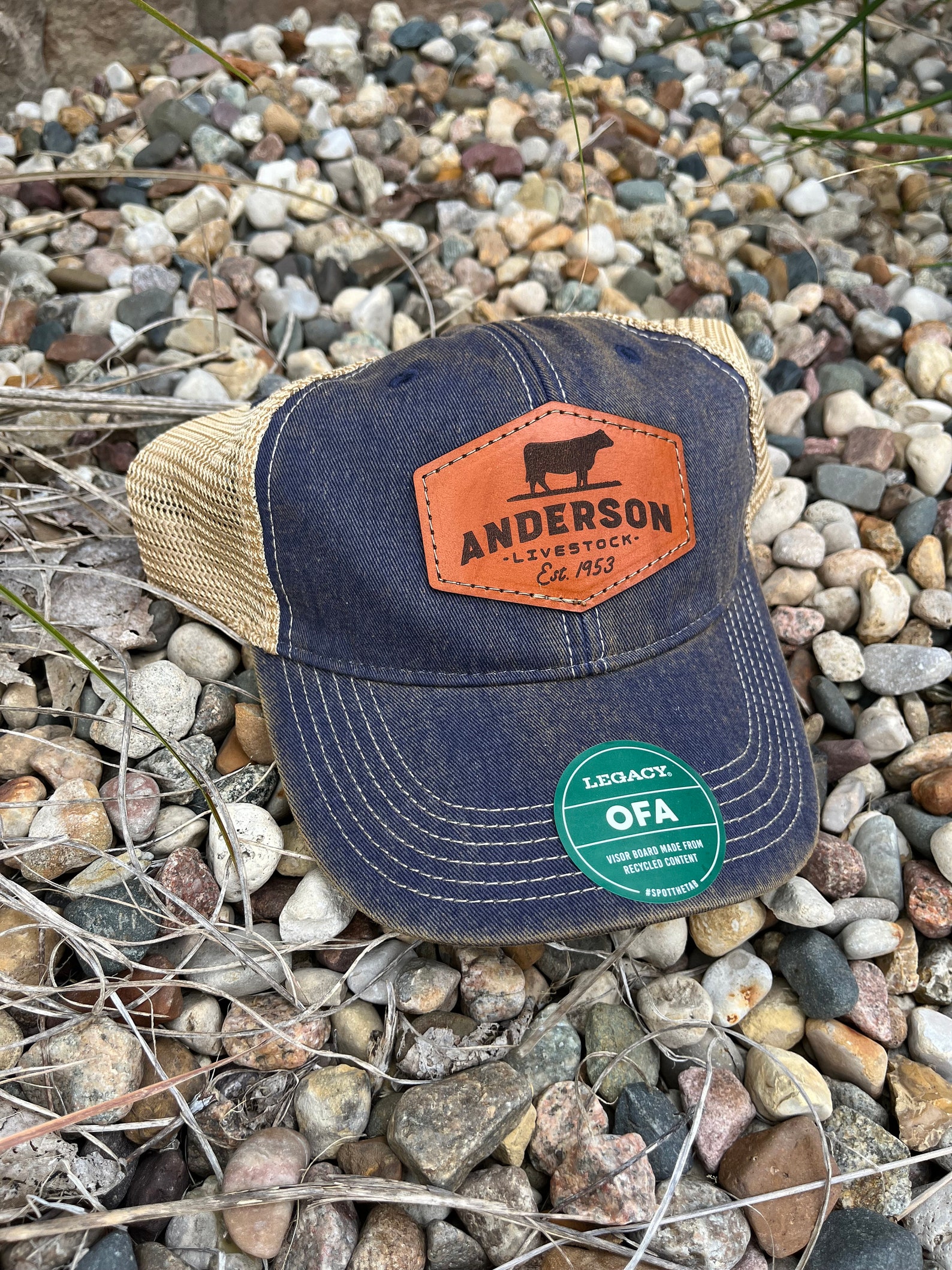 Custom Farm Name Legacy Hats OFA Laser Engraved Leather Patch ...