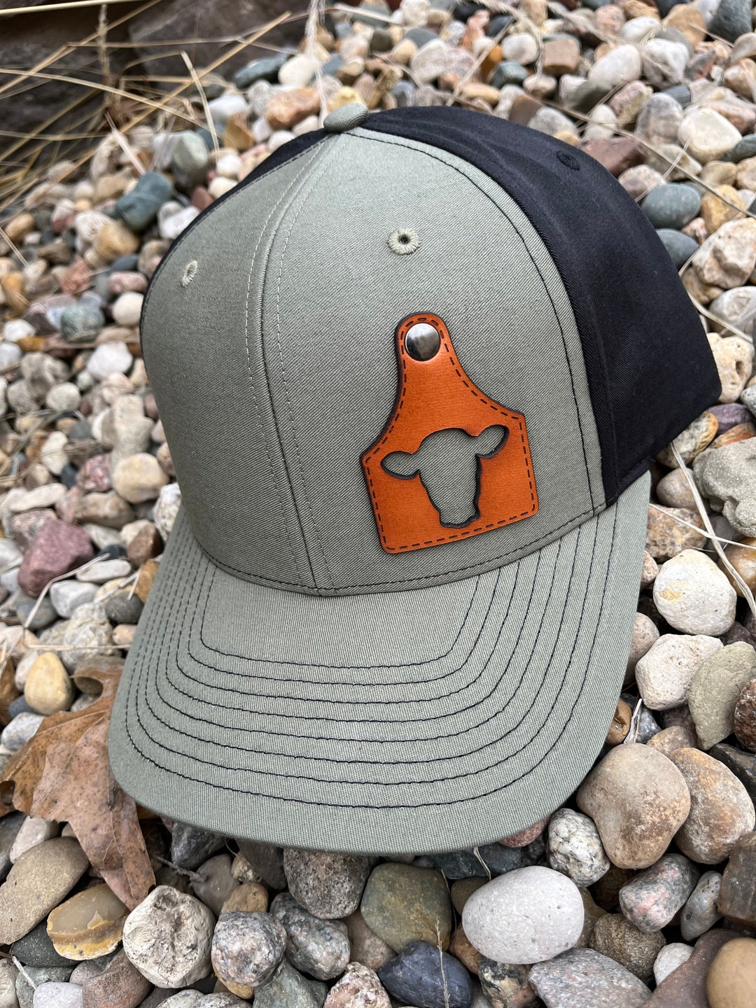 Richardson 312 Cloth Snapback Laser Engraved Leather Patch Hat-cow Head ...