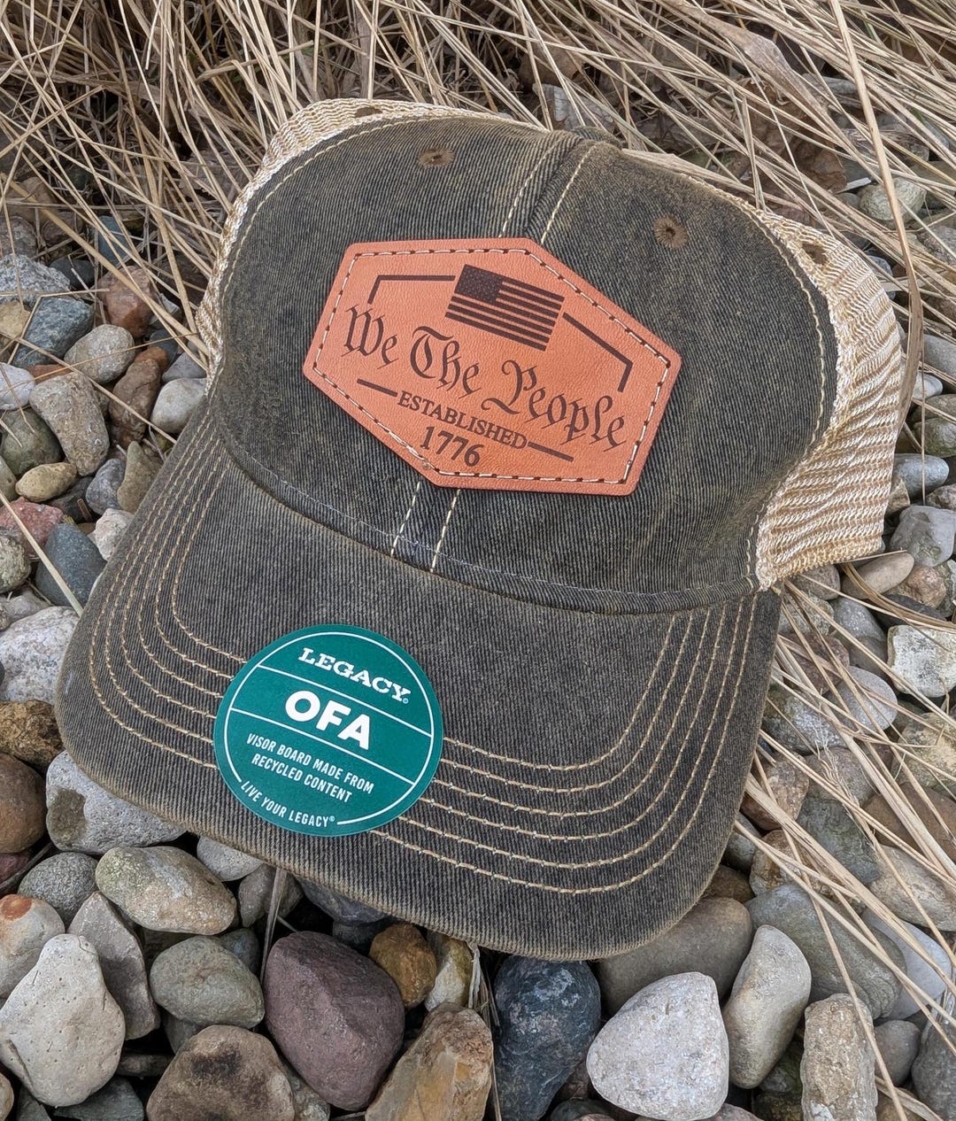 Legacy Hats OFA Laser Engraved Leather Patch Unstructured Hat- We the ...