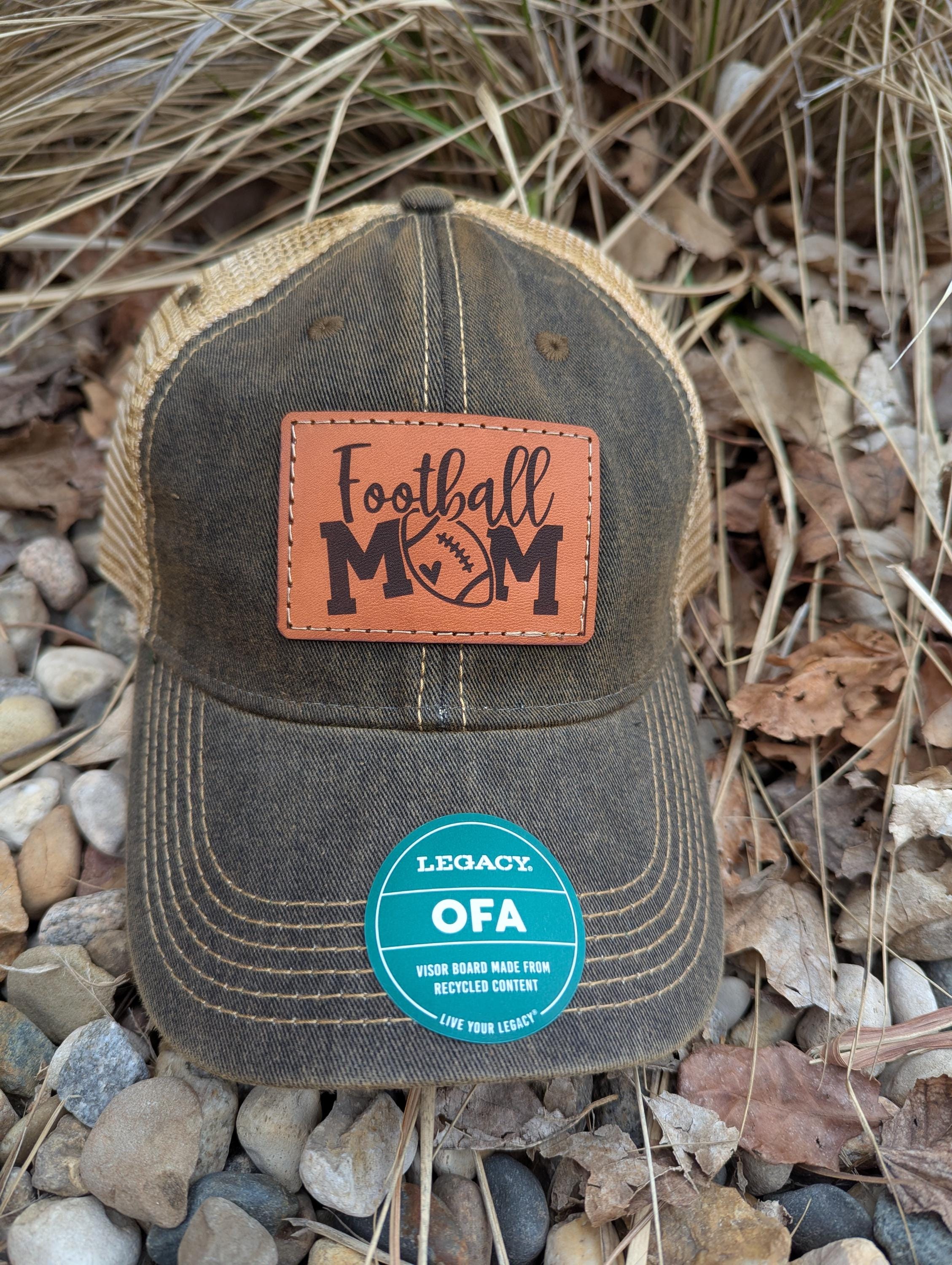 Legacy Hats OFA Laser Engraved Leather Patch Unstructured Hat- Football ...