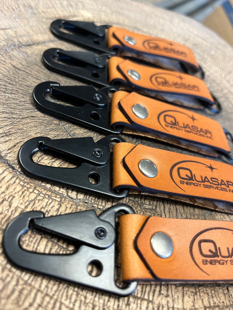 Custom Engraved Leather Keychain With Spring Loaded Closure - Etsy