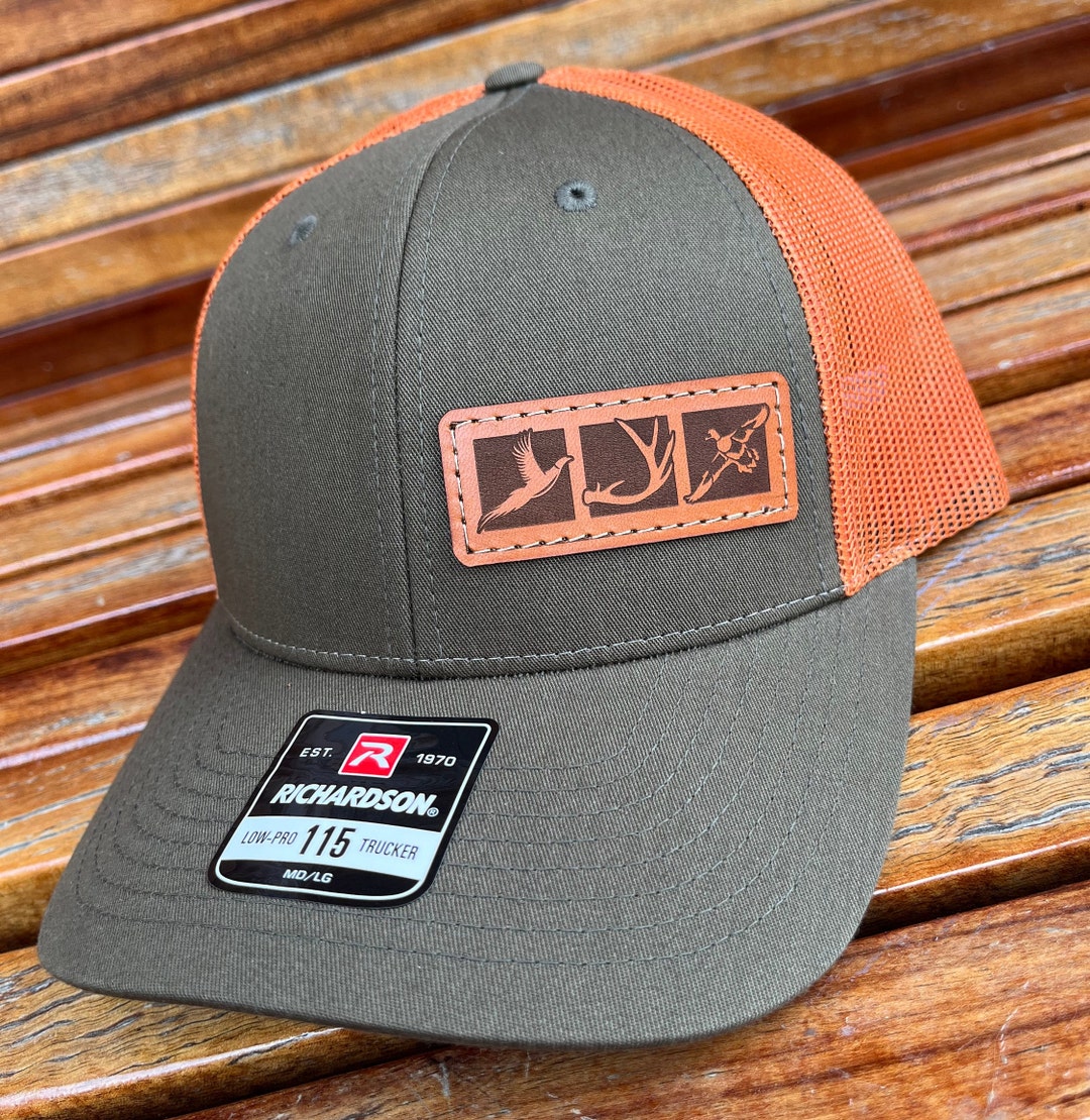 Richardson 115 Laser Engraved Leather Patch Hat-pheasant Antler Duck ...
