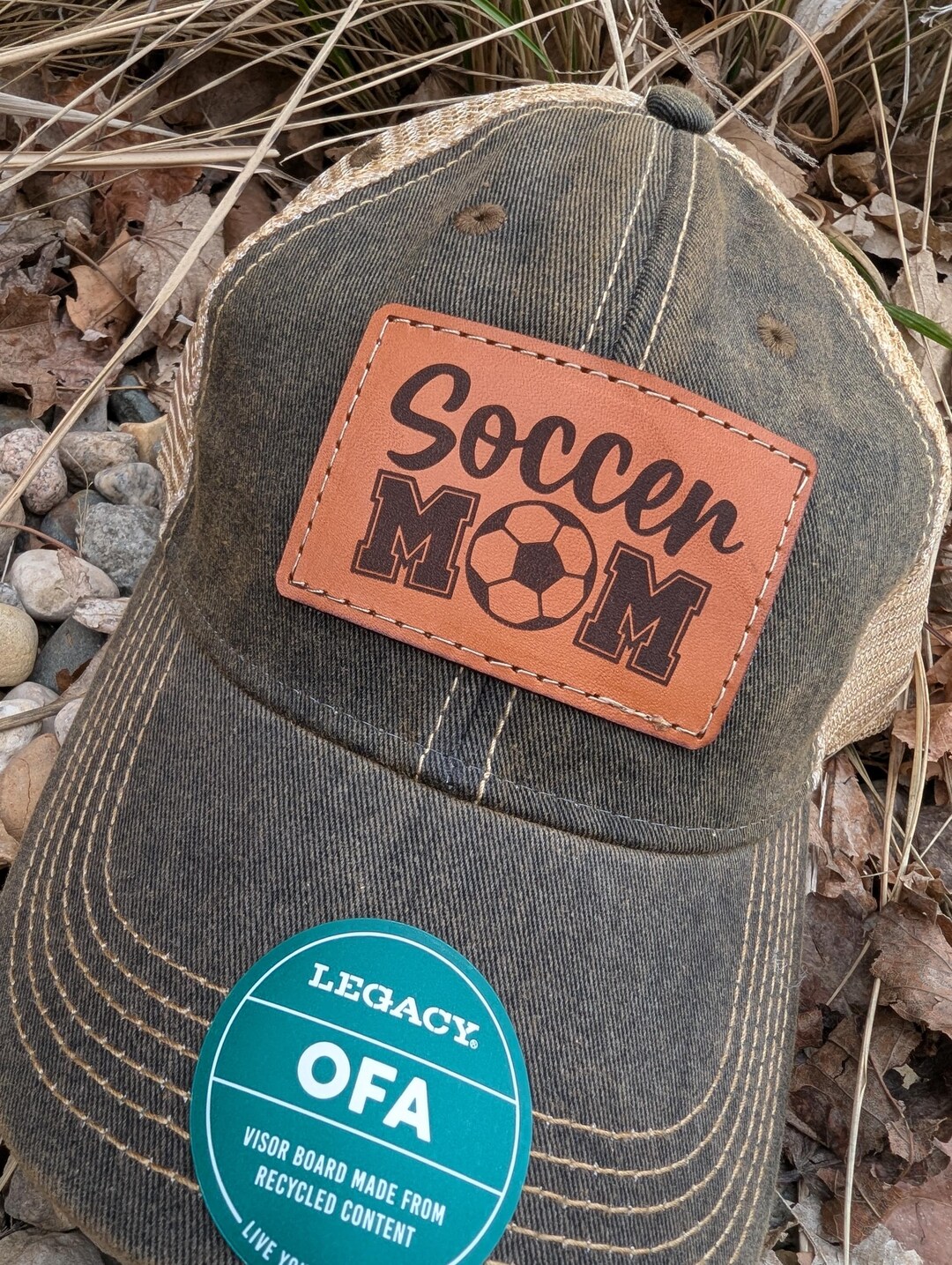 Legacy Hats OFA Laser Engraved Leather Patch Unstructured Hat- Soccer ...