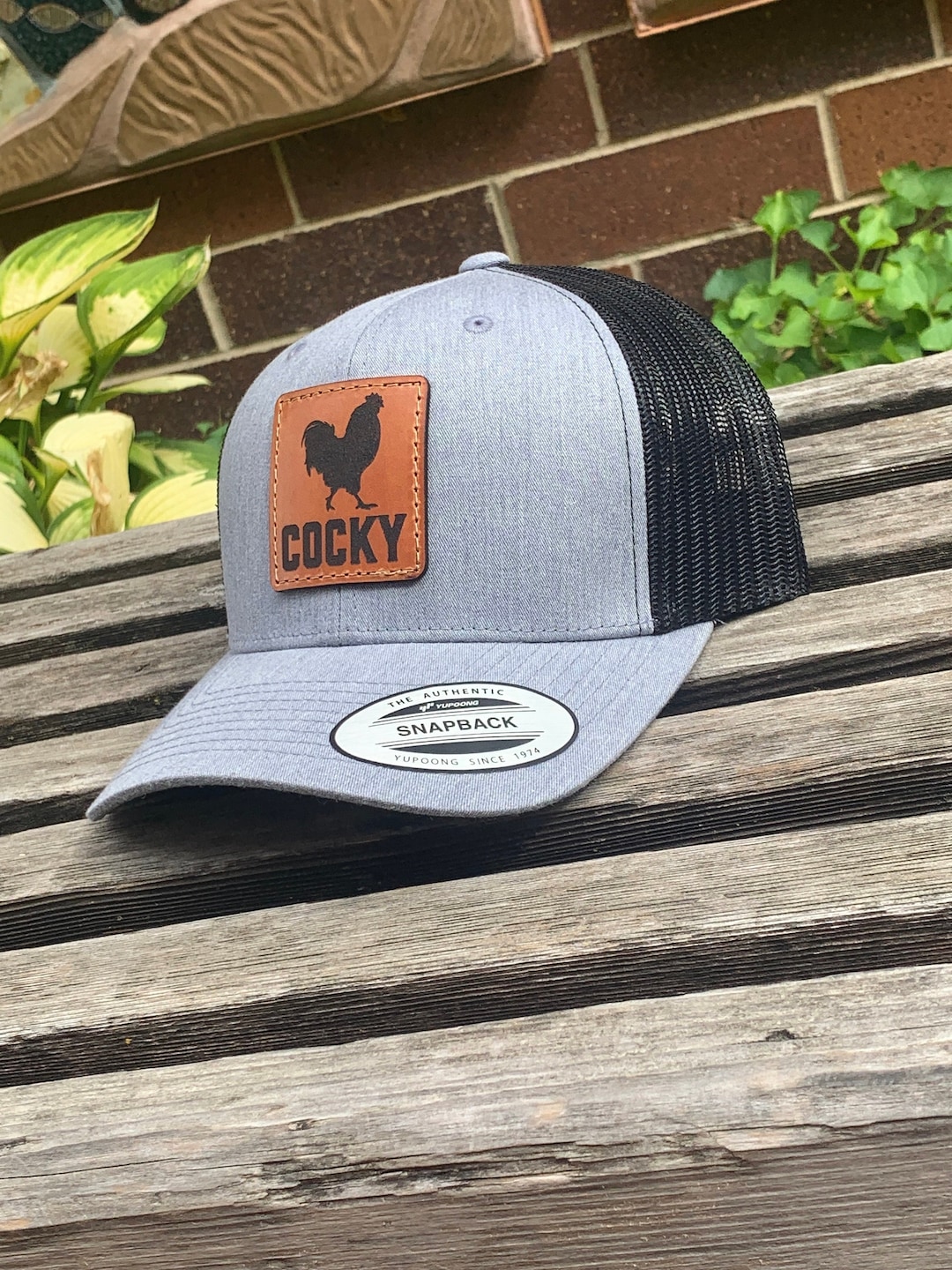 Cocky Yupoong 6606 Laser Engraved Leather Patch Hat-cocky Chicken ...
