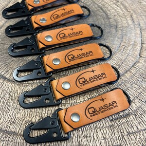 Custom Engraved Leather Keychain With Spring Loaded Closure and Key ...