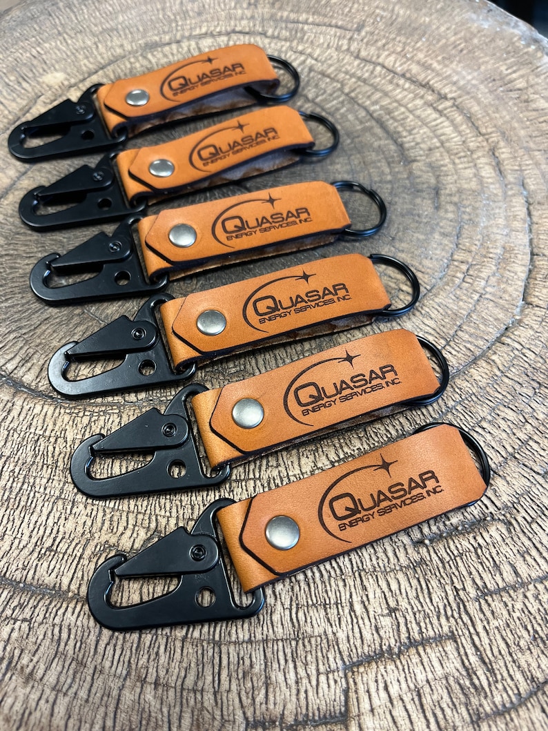 Custom Engraved Leather Keychain With Spring Loaded Closure - Etsy
