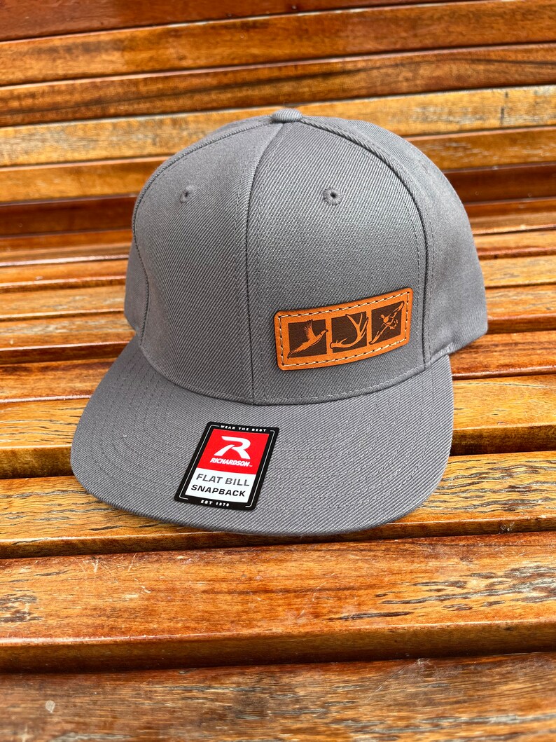 Richardson 510 Wool Flat Bill Snapback Laser Engraved Leather Patch Hat ...
