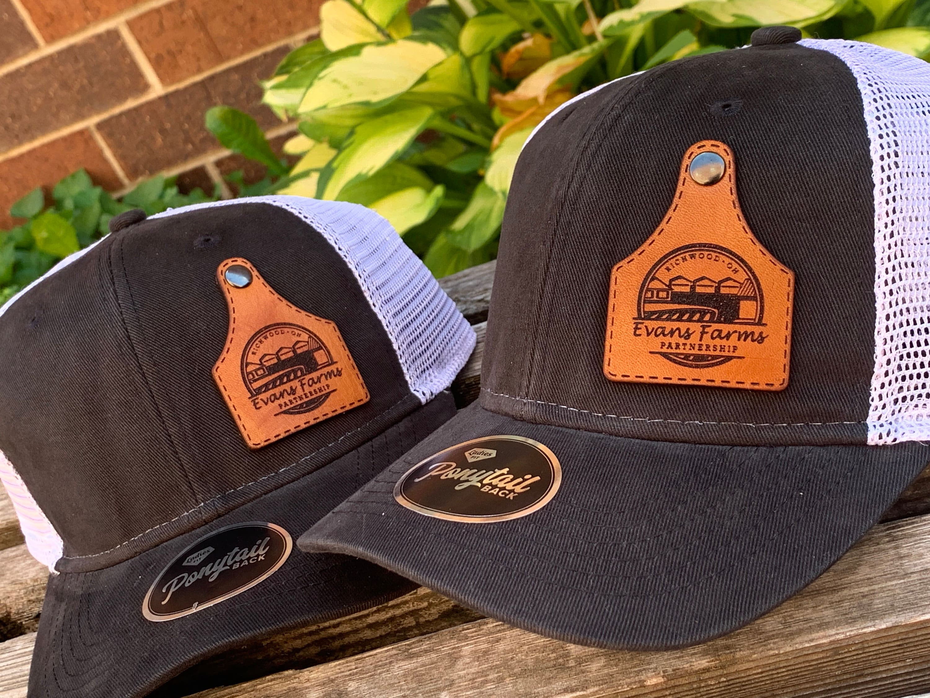 Custom Ponytail Ladies Hat Laser Engraved Leather Patch Cap- Logo ...