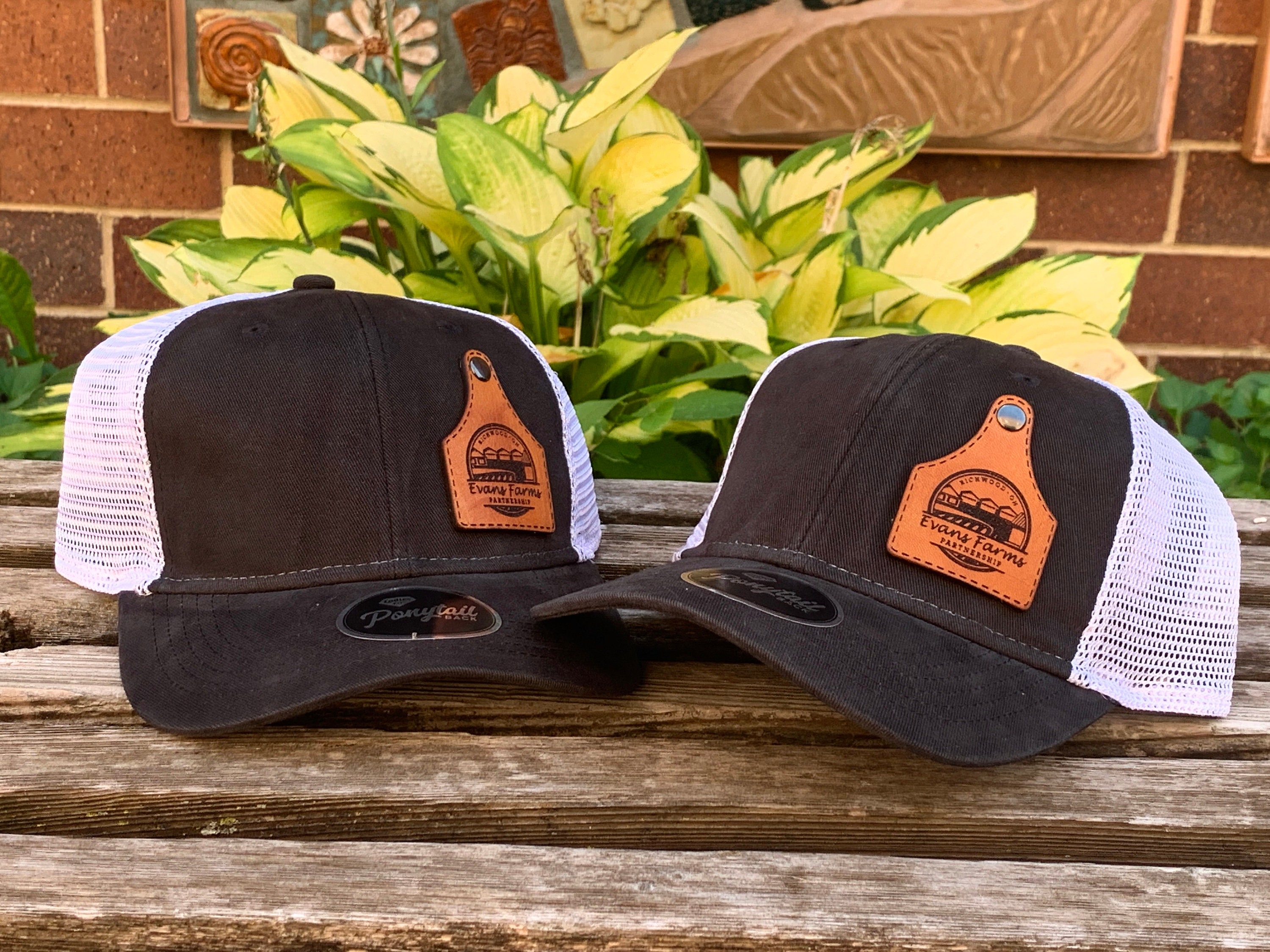 Custom Ponytail Ladies Hat Laser Engraved Leather Patch Cap- Logo ...