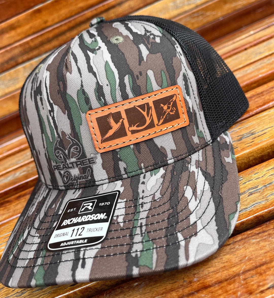 Richardson 112FP Laser Engraved Leather Patch Hat-pheasant Antler Duck Hunting Patch Hand ...