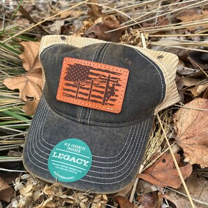 Legacy Hats OFA Laser Engraved Leather Patch Unstructured Hat- Lineman ...