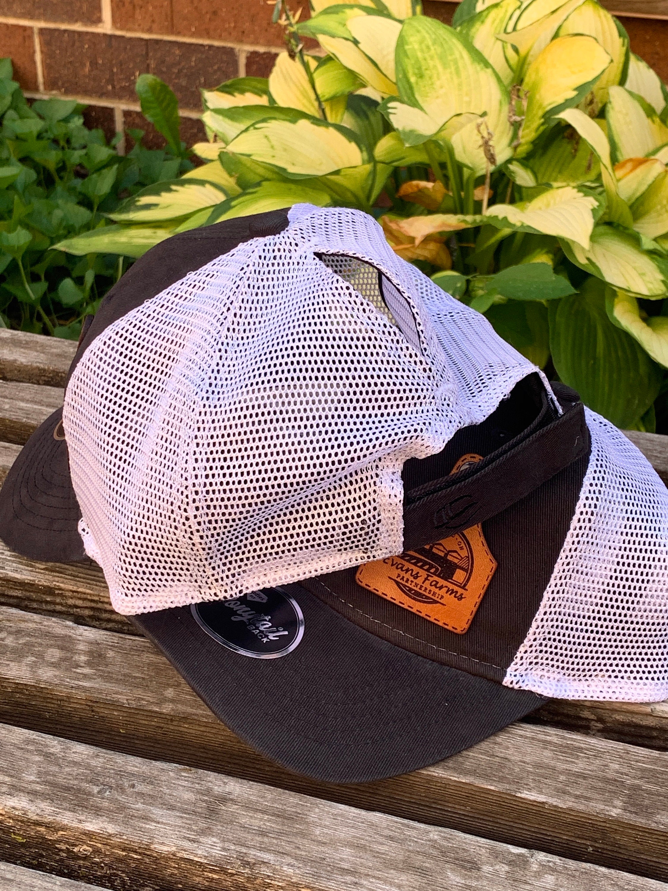 Custom Ponytail Ladies Hat Laser Engraved Leather Patch Cap- Logo ...