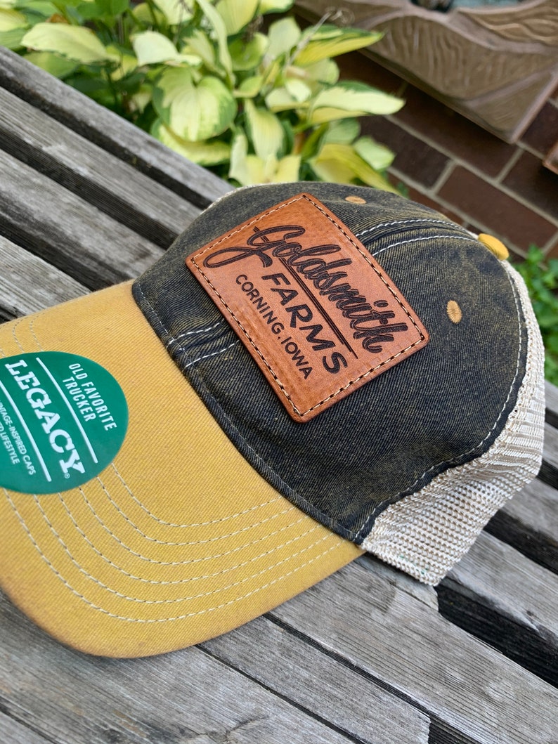 Customer Supplied Logo Legacy Hats OFA Laser Engraved Leather Patch ...