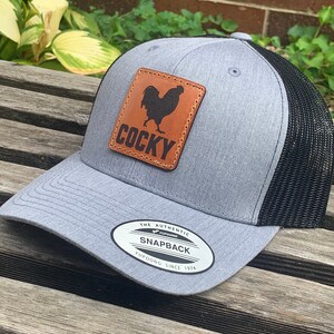 Cocky Yupoong 6606 Laser Engraved Leather Patch Hat-cocky Chicken ...