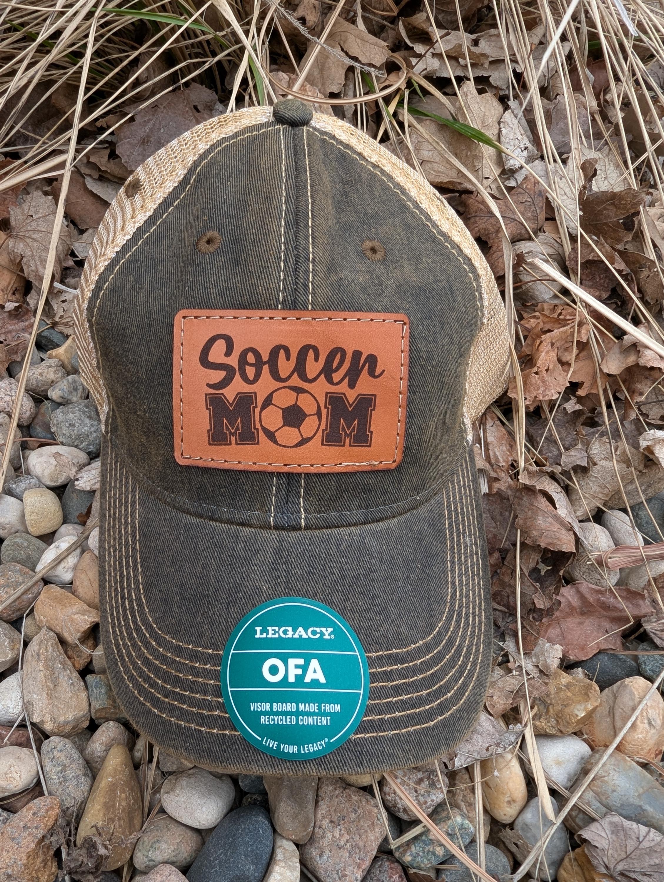 Legacy Hats OFA Laser Engraved Leather Patch Unstructured Hat- Soccer ...