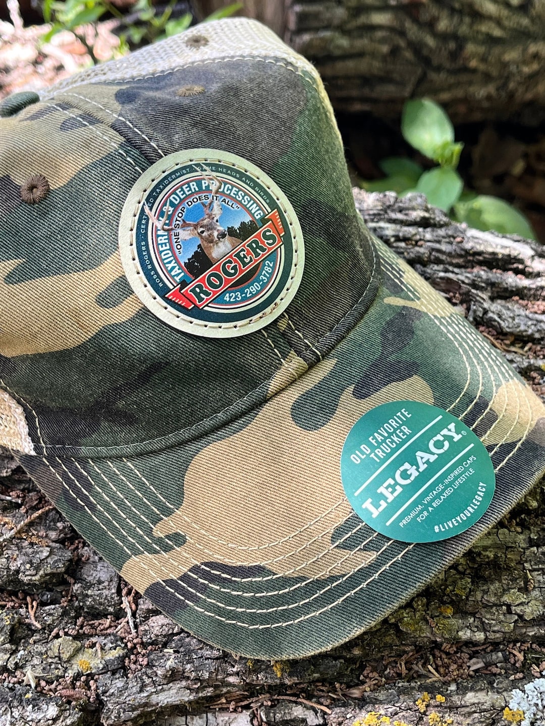 Custom Business Logo Legacy Hats OFA Digitally Printed Leather Patch ...