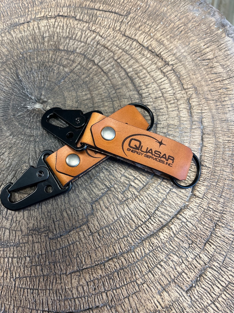 Custom Engraved Leather Keychain With Spring Loaded Closure - Etsy