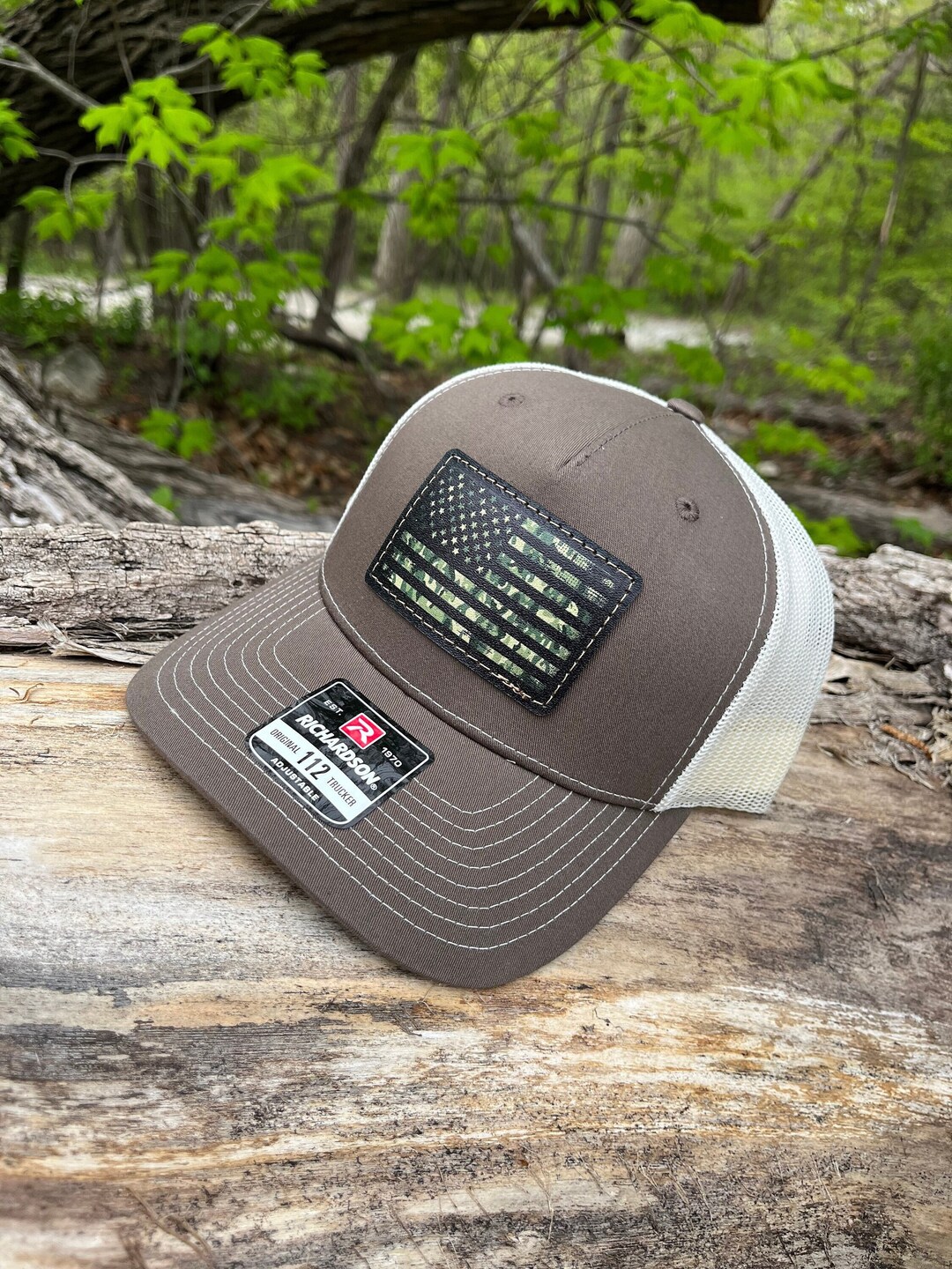 Richardson 112FP Digitally Printed Leather Patch Hat-american Flag USA ...