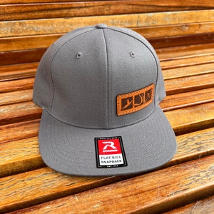 Richardson 510 Wool Flat Bill Snapback Laser Engraved Leather Patch Hat ...