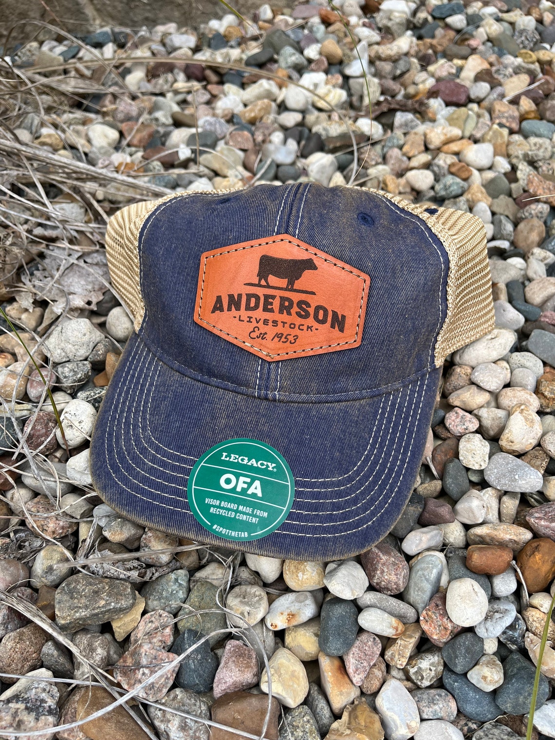 Custom Farm Name Legacy Hats OFA Laser Engraved Leather Patch ...