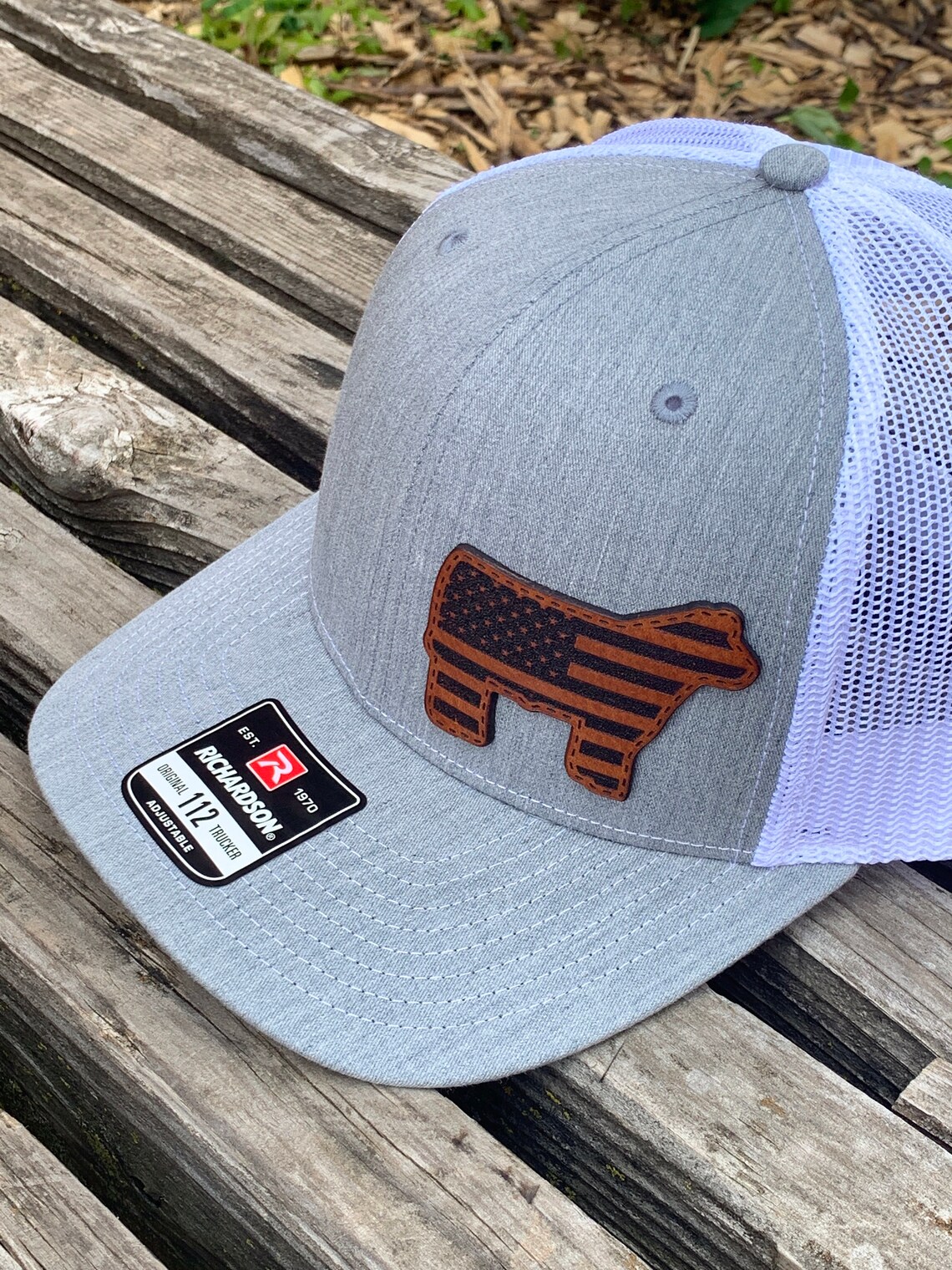 Richardson 112 Laser Engraved Leather Patch Hat Show Steer | Etsy