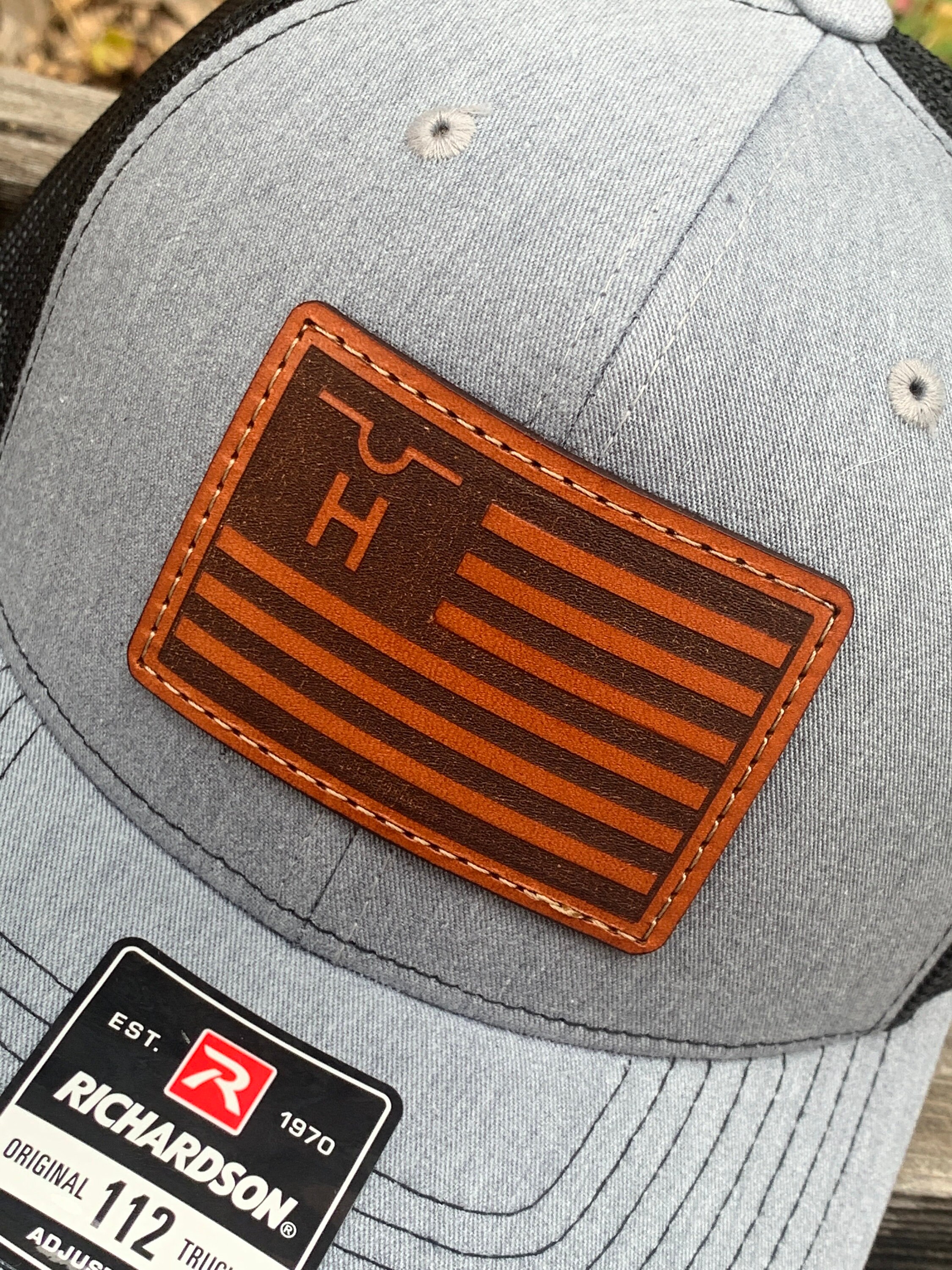 Custom Richardson 112 Laser Engraved Leather Patch Hat- Logo Cattle ...