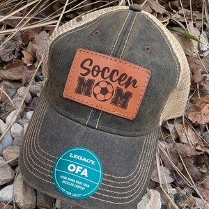Legacy Hats OFA Laser Engraved Leather Patch Unstructured Hat- Soccer ...