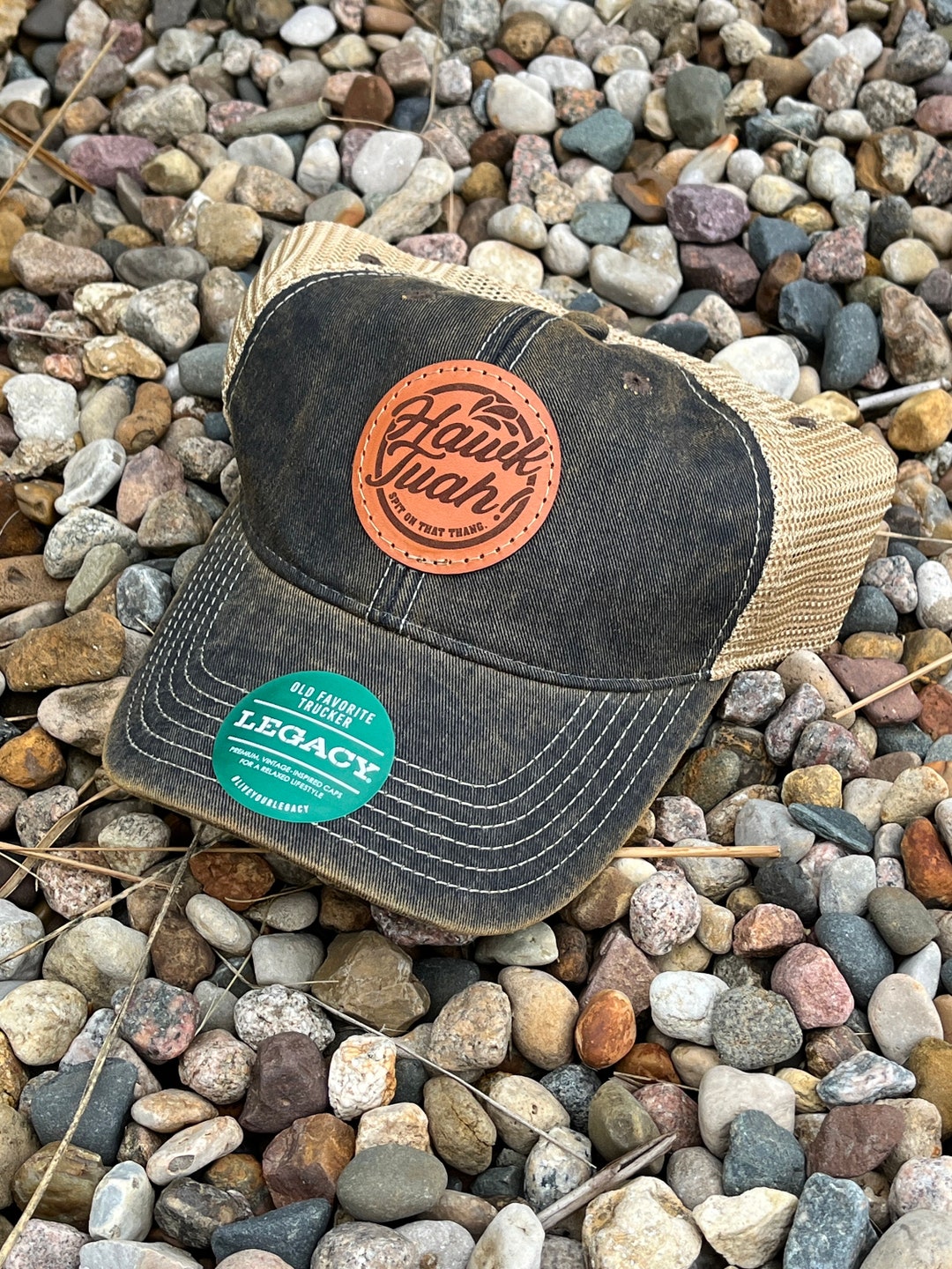 Hawk Tuah Legacy Hats OFA Laser Engraved Leather Patch Unstructured Hat ...