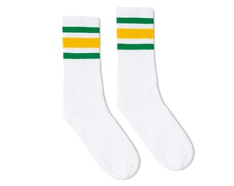 Old School Vintage Retro Crew Tube Socks-green Striped Socks | Etsy