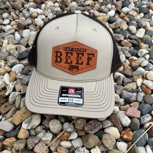 Richardson 112FP Laser Engraved Leather Patch Hat-eat More Beef Patch ...