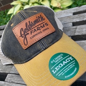Customer Supplied Logo Legacy Hats OFA Laser Engraved Leather Patch ...