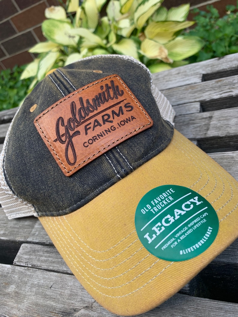 Customer Supplied Logo Legacy Hats OFA Laser Engraved Leather Patch ...