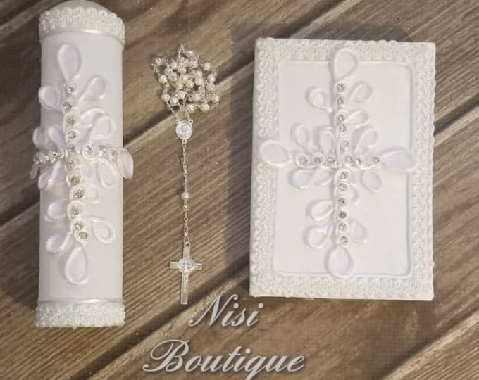 Beautiful English Communion Candle Set, White English Version First ...