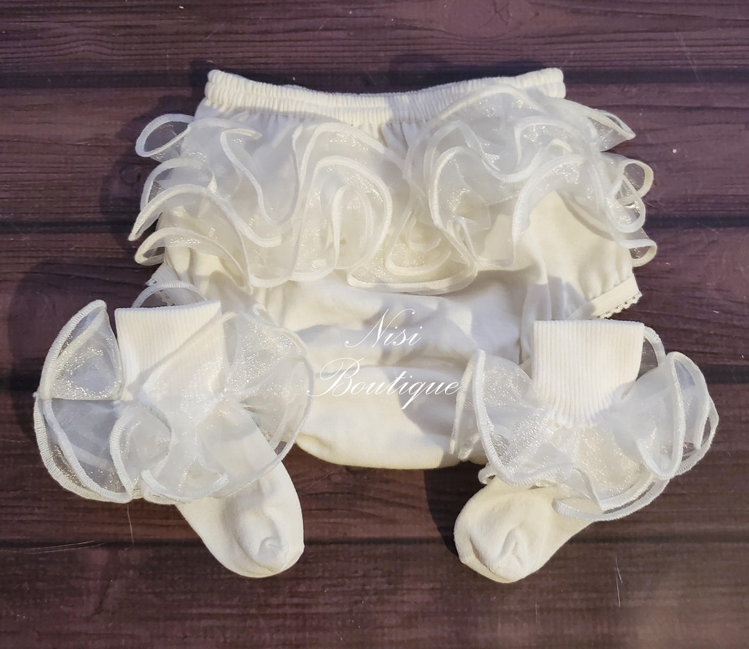 Girl Ruffle Socks and Ruffle Baby Diaper Cover, Cotton Ruffle Baby ...