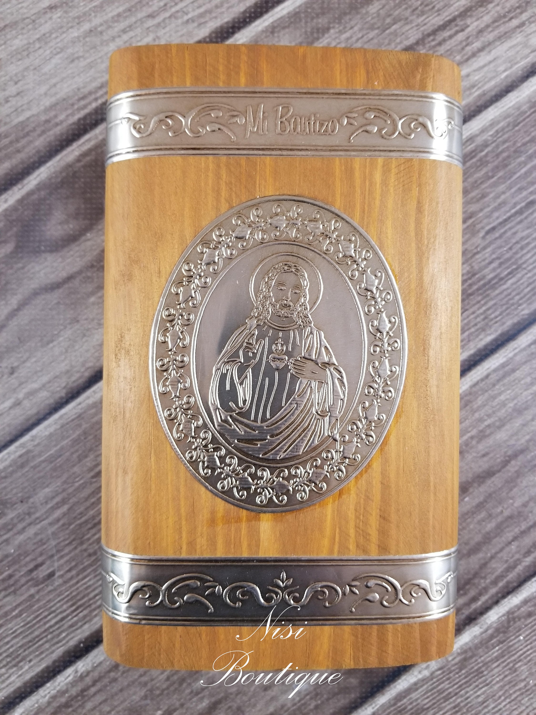 Beautiful Baptism Wood Box Jesus Christ Candle Set, Christening 6 ...
