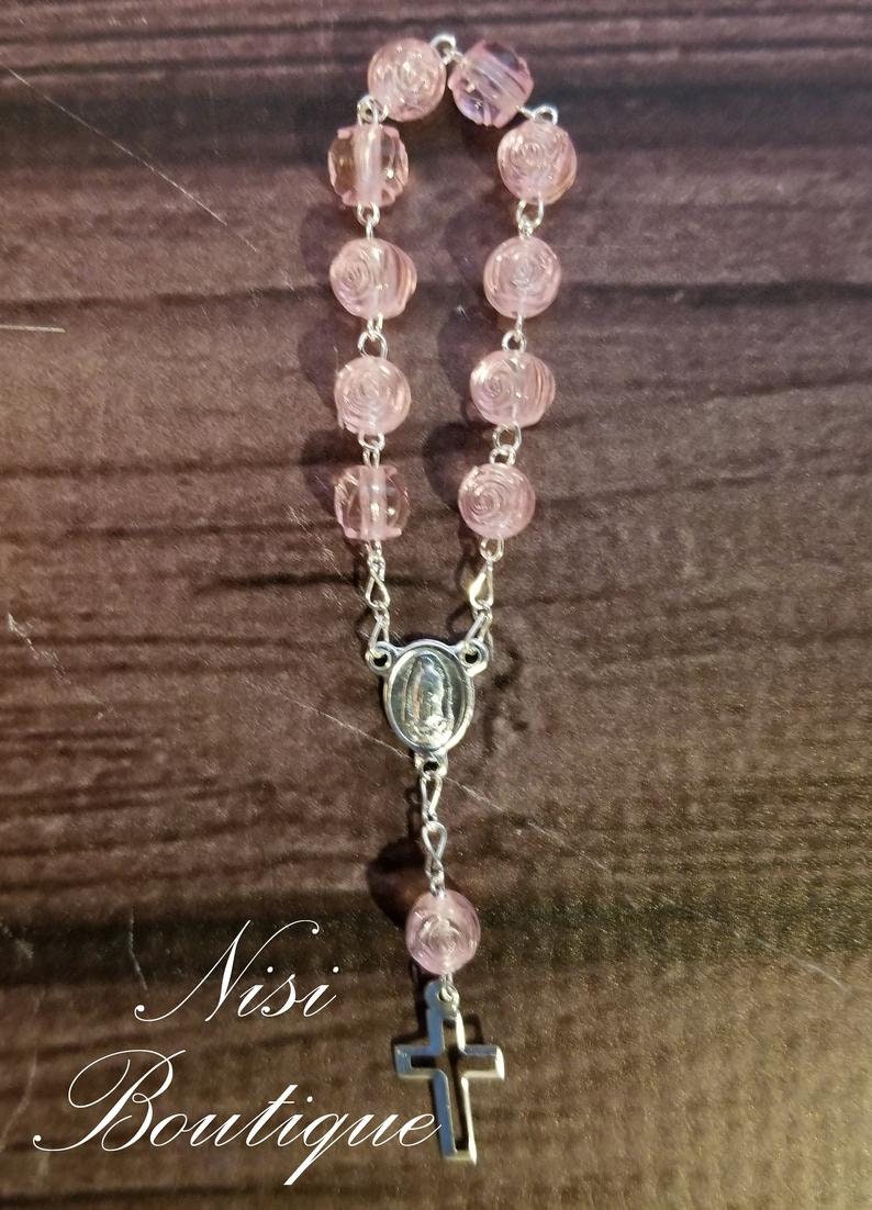 12 Pieces of Mini Rosary Favors Pink Gold or Pink Silver With Box ...