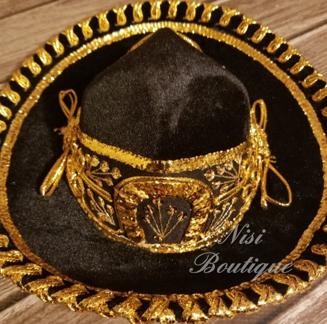 Beautiful Mexican Embroidered Charro Hat Black With Gold - Etsy