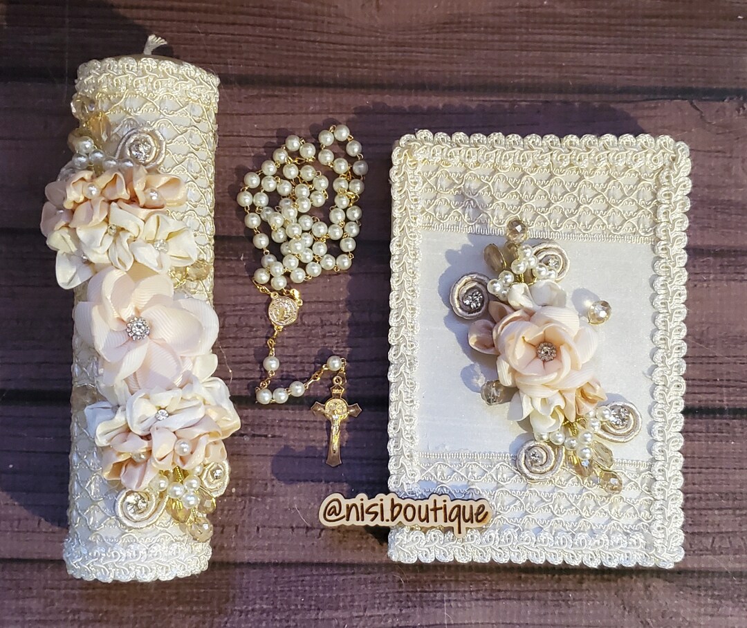 Beautiful English New Testament Communion or Confirmation Candle Set ...